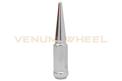Venum wheel accessories 20 Pc Chrome Spike Lug Nuts | 1/2"-20 Thread | 4.5" Tall + Key Socket | Works with Chevrolet GMC C10 K10 1/2 Ton Trucks K5 Blazer Jimmy - Aftermarket Wheels