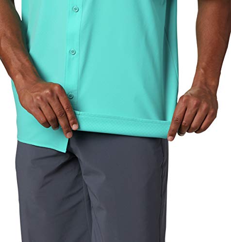 Columbia Men’s PFG Zero Rules Woven Short Sleeve Shirt, Sun Protection Bright Aqua