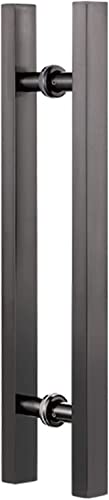 REMYS Barn Door Pull Handle, Square Shower Door Handle for Sliding Glass Door, Modern Stainless Steel Push Pulls Barn Door Handle for Entry Door, Interior Exterior Door, Black (Size : 150cm/59inch)