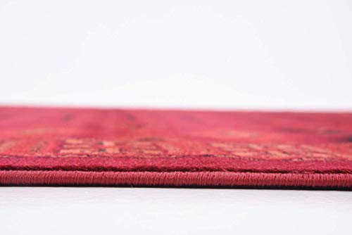 Unique Loom Tekke Collection Over-Dyed Saturated Traditional Torkaman Area Rug, 9 x 12 ft, Red/Black