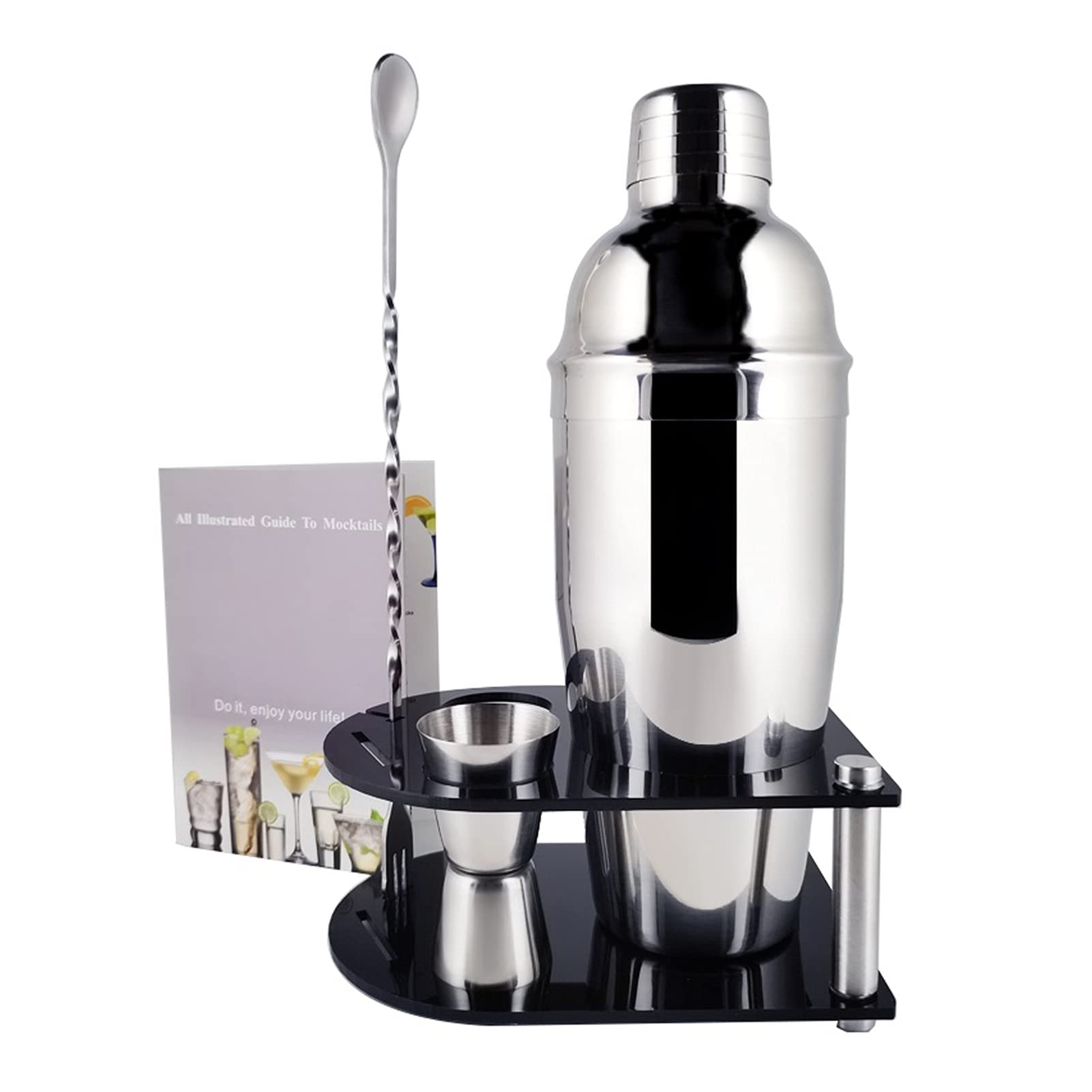 Cocktail Shaker Set 5-7 Piece Cocktail Shaker Set Stainless Steel Bartender Kit Bar Tool Wine Spoon Strainer Muddler Jigger Martini Bar Tools Bar Tools (Color : 5P 750ML Stand)