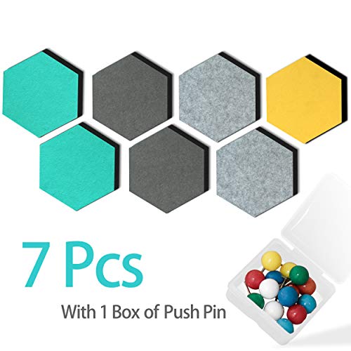 Soyizom Felt Pin Board Self Adhesive Board for Photos | Memos | Display | Notice,Thickened Bexagonal Bulletin Board Decorative Pin Board Pads for Offices School Home Wall Decor(7 Pcs/Set,Style A)