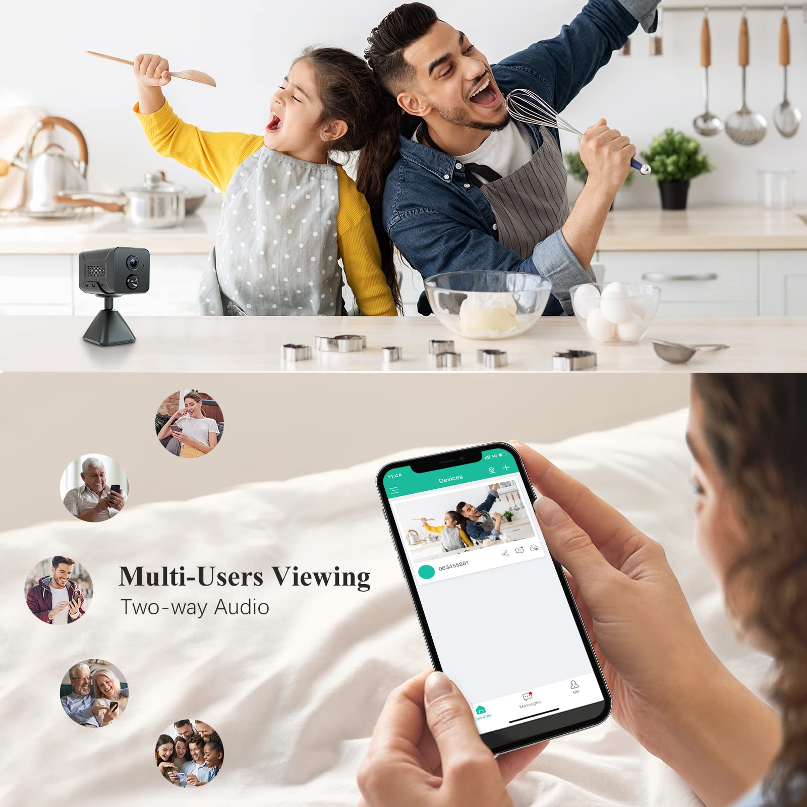 COCOCAM Security Camera Compact for 2.4Ghz WiFi - Wireless Indoor Cam Camera 1080P for Home Pet Dog Baby Office, Portable with Motion Detection, SD/Cloud Storage, Night Vision APP Alert