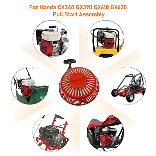 LUSQI Recoil Starter for Honda GX390 Lawn Mower Engines Motor, Pull Start Assembly for Honda GX340 Generator, Red Pull Starter for Honda Parts, 28400-ZE3-W01 28400-ZE3-W01ZA