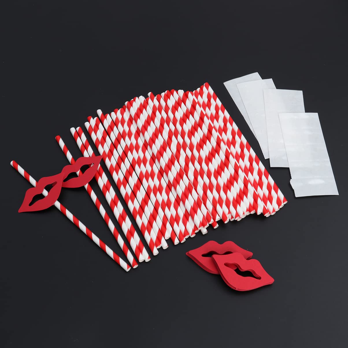 Gadpiparty 50pcs Paper Drinking Straws Red Lips Decorative Cocktail Drinking Straws Valentines Day Straws for Birthday Wedding Baby Shower Theme Decoration