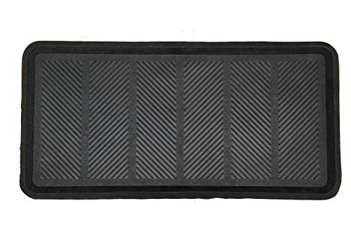 Indoor/Outdoor Hose-Wash Lines Design Non-Slip Rubber 16" x 32" Modern Entryway Mat for Entryway, Patio, Backyard, Garage, 16" x 32", Black