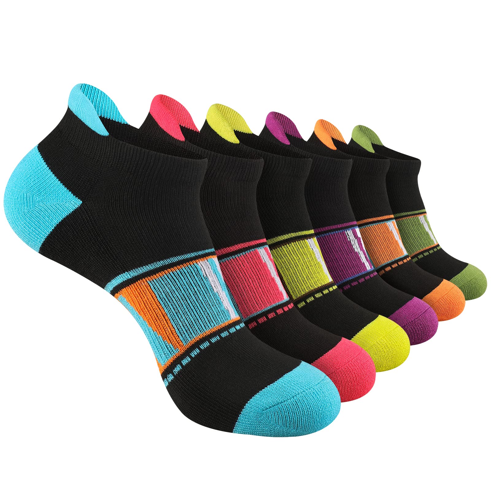 eallco Womens Ankle Socks Athletic Running Cushioned Short Socks Size 9-11 For Women 6 Pairs