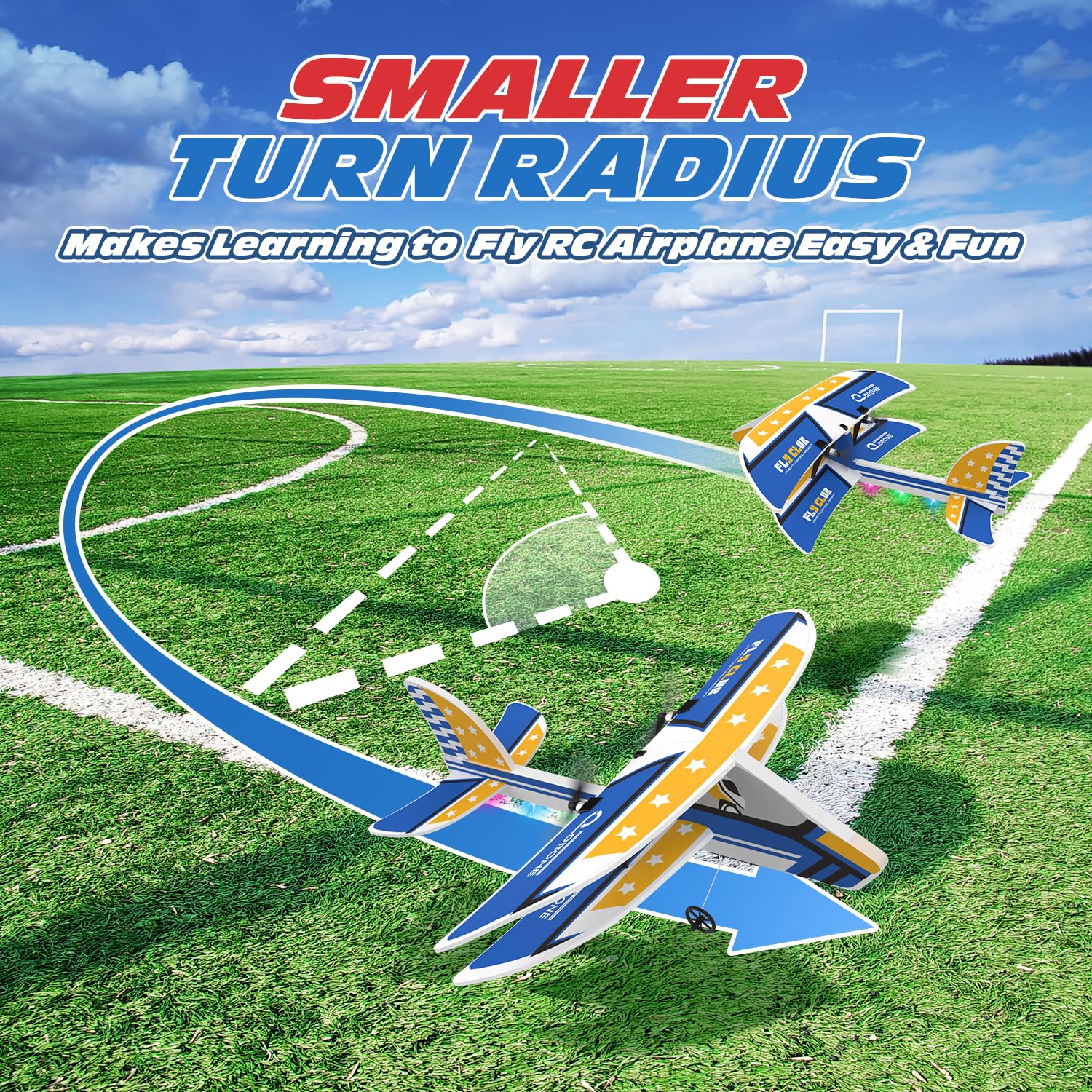 DEERC RC Plane, 2.4GHZ Remote Control Airplane W/ 3 Batteries & 6-axis Gyro Stabilizer, 2CH RTF RC Glider Toy for Beginners Kids Boys Girls Adults