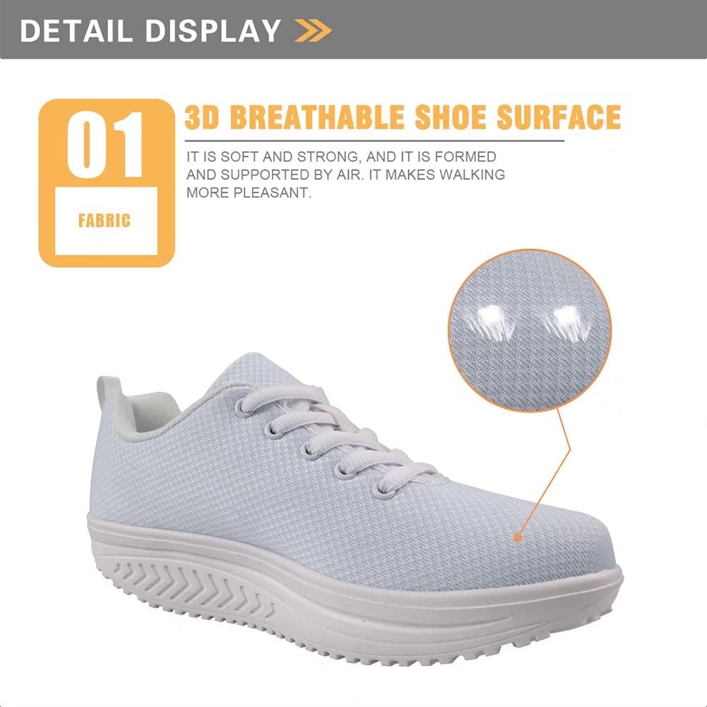 FOR U DESIGNS Novelty Heart Print Sneakers for Women Platform Walking Shoes Lightweight Breathable Lace Up Running Shoes US Size 9