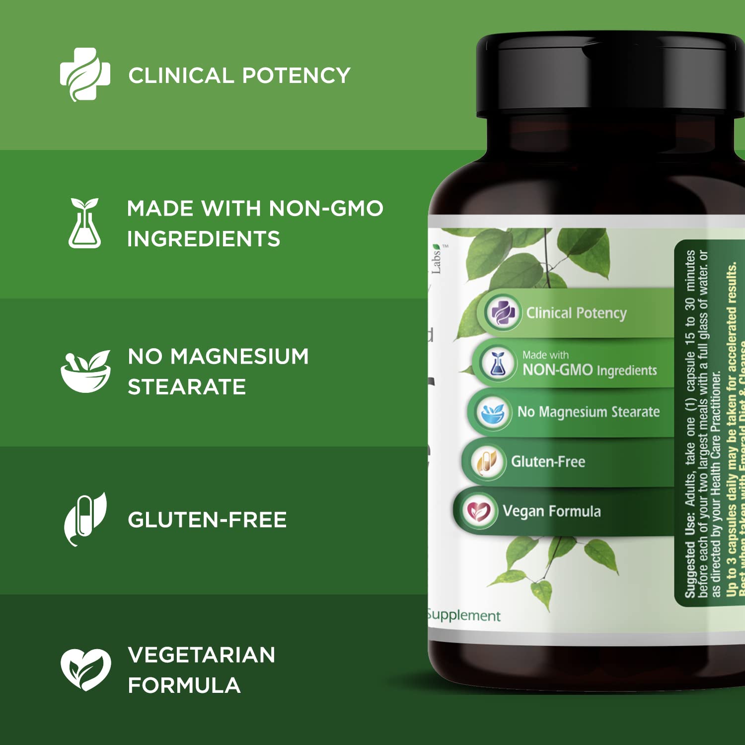 Emerald Labs Super Cleanse with Konjac Root, Triphala, Milk Thistle, and Psyllium Husk to Support Body Cleanse and Digestive System - 90 Vegetable Capsules