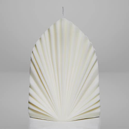 LUXANNA Large Decorative Scented Palm Leaf Shaped Candle (White) - Handmade Aesthetic Candle for Home Decor - Minimal Soy Wax Scented Candles Ideal Gift for Mother's Day, Birthday, Wedding, etc