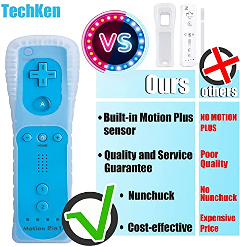 TechKen Wii Controller, Set of 2 Wii Remote with Nunchuck