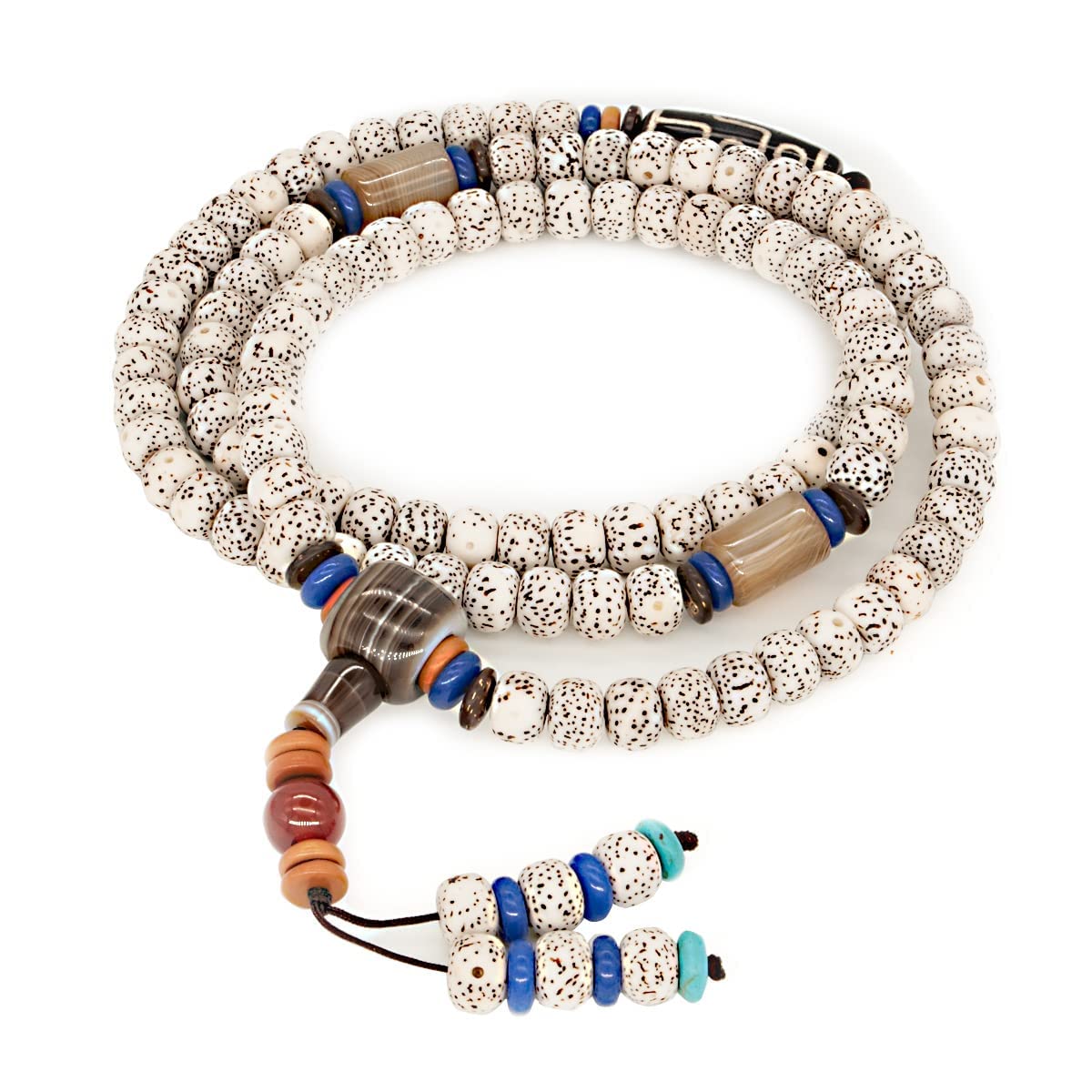 FAZOVIN Handmade 108 Bodhi Seeds Mala Beads Tibetan Buddhist Prayer Beads Bracelet for Women with Black Dzi Bead
