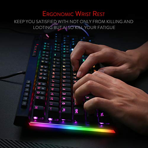 Redragon K580 VATA RGB LED Backlit Mechanical Gaming Keyboard with Macro Keys & Dedicated Media Controls, Onboard Macro Recording (Blue Switches)