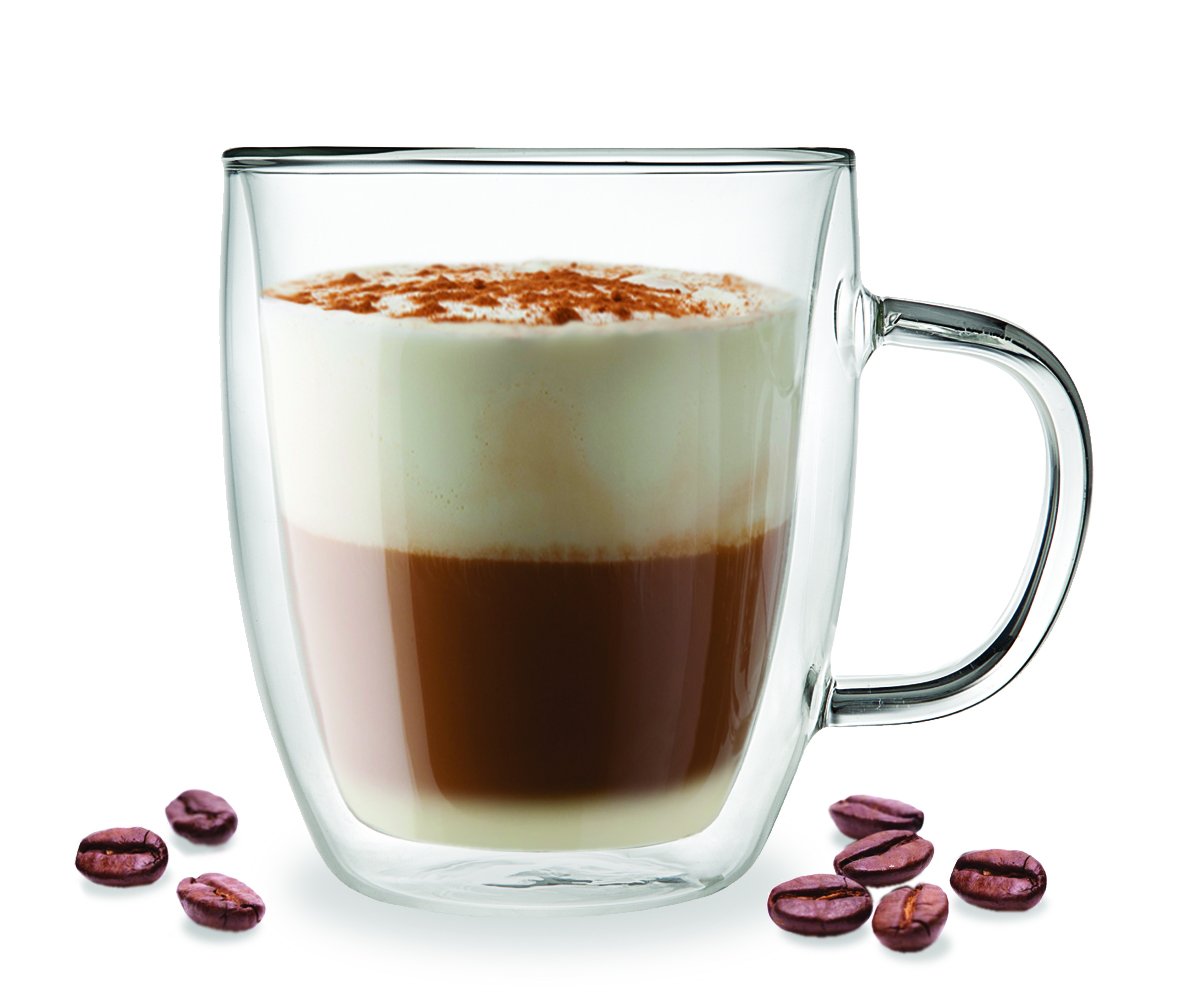 Godinger Large Coffee Mug Glass Double Wall Insulated - 16oz