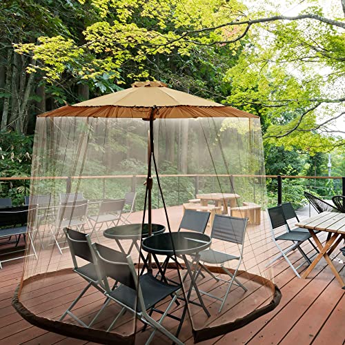 Sparkle Race Patio Umbrella Mosquito Net, Patio Mosquito Netting for Cantilever Umbrella, Brown Mosquito Netting Offset Umbrella Outdoor Patio Screen for 9-11β Deck Table Umbrellas Outside Canopy Tent