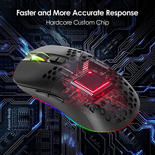 Gaming Mouse Lightweight 2.4G 6 Buttons Bluetooth-Compatible Mouse Computer Mice Power-Saving Luminous Black