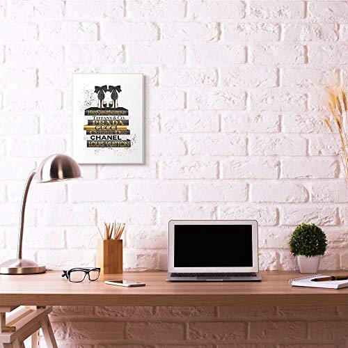 Stupell Industries Black Heels White Gold Bookstack Glam Fashion Design, Designed by Amanda Greenwood Art, 13 x 19, Wall Plaque