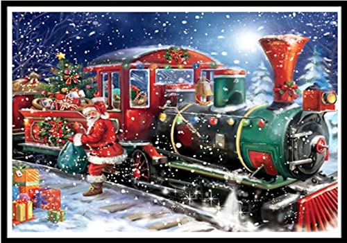 Redxing Stamped Cross Stitch Kits Embroidery kit for Beginners Adults Full Range of Embroidery Patterns Starter Kits DIY Printed Cross Stitch Kits Needlepoint Kits 11CT-Santa Train 15.7×23.2 inch
