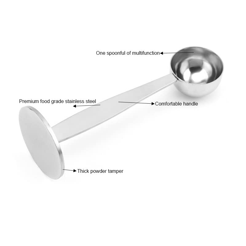 Coffee Scoop Portable Stainless Steel Stand 2 In 1 Coffee Powder Measuring Scoops Tamper Spoon Tools