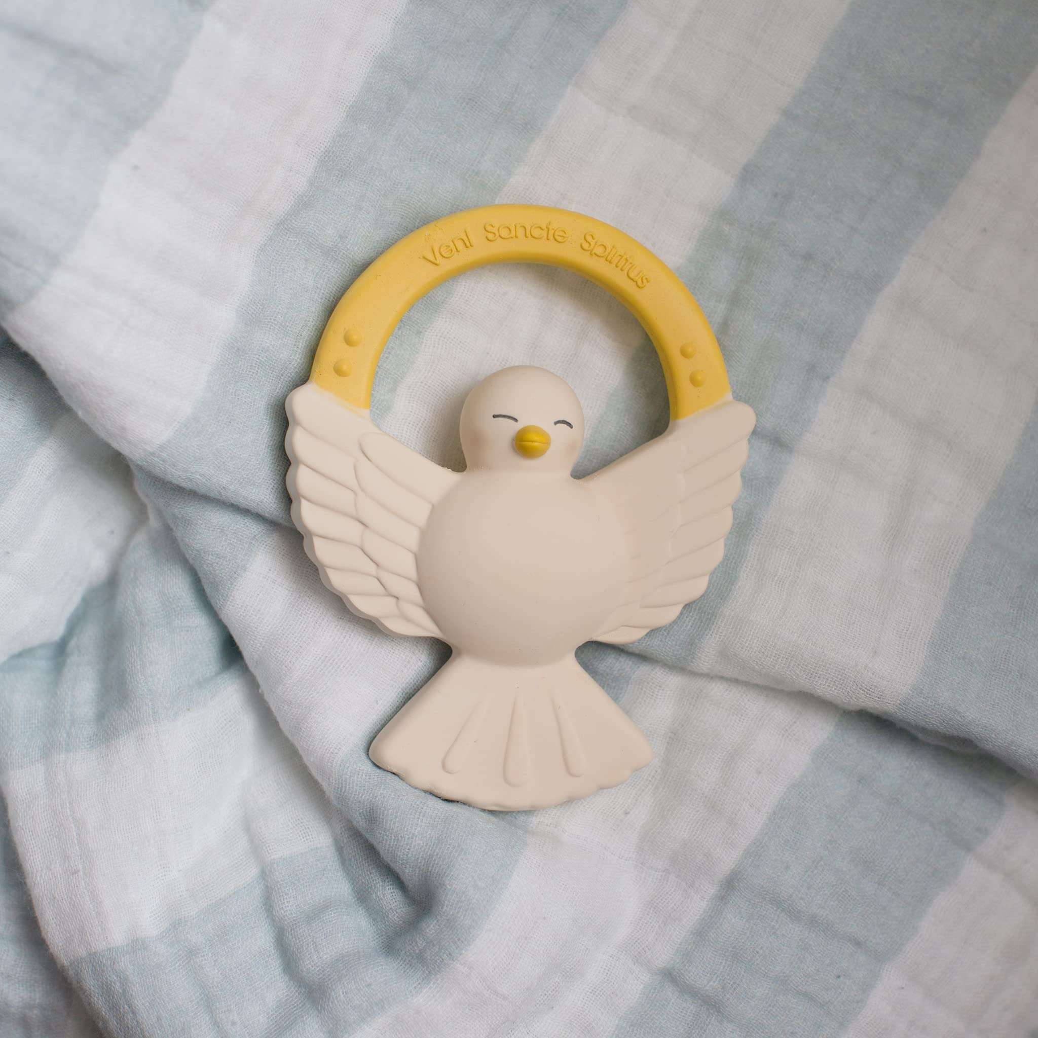 Holy Spirit Dove Natural Rubber Teether, Shining Light Dolls, Natural rubber teether, baptism gift
