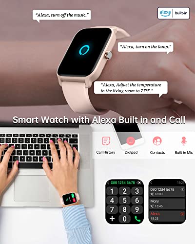 Smart Watch for Women (Answer/Make Call), 1.8" Touch Screen Activity Trackers for Android iPhone Compatible with Alexa Built in, Fitness Heart Rate Blood Oxygen Sleep Monitor, IP68 Waterproof