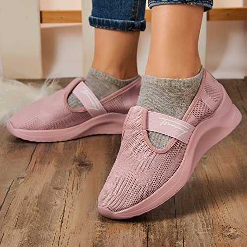 FASDNENDYS Ladies Fashion Solid Color Light Mouth Hollow Mesh Platform Casual Water Shoes Solid Bottom Pink