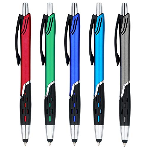 Stylus Pens - 2 in 1 Touch Screen & Writing Pen, Sensitive Stylus Tip - for Your iPad, iPhone, Kindle, Nook, Samsung Galaxy & More - Assorted Colors, 5 Pack