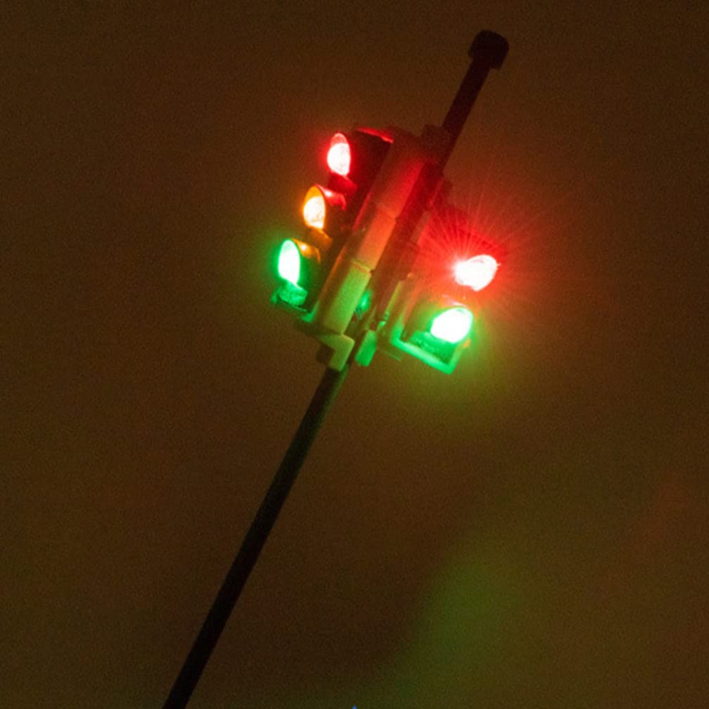 GANAZONO Scale Miniature Traffic Light Model 1:25 Scale Railroad Train Signals Model Green-Yellow-Red Traffic Lights for Train Sand Table Layout Accessory Scale Train Accessories