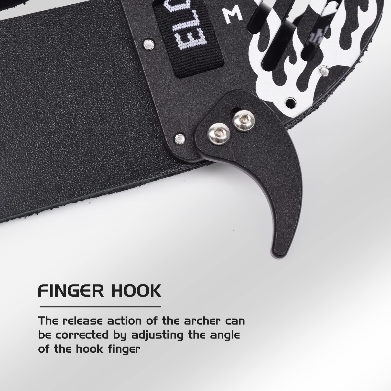 Elong Archery Recurve Bow Finger Tab Genuine Leather + Aluminum Plate Adjustable Finger Guard Protective Gear for Right Hand