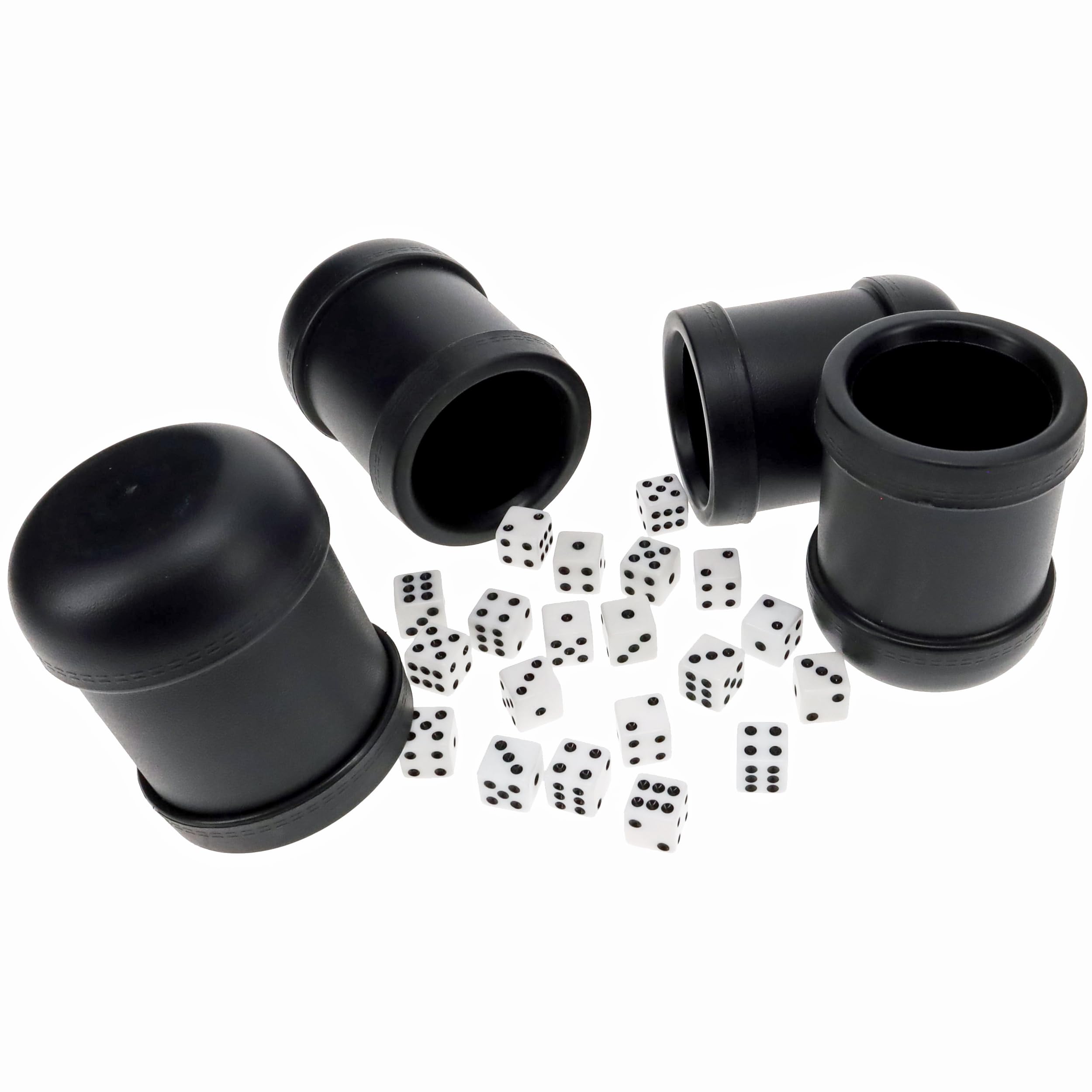WE Games Dice Cups, Professional Grade Plastic with 20 Dice & Instructions for Liar's Dice, Set of 4
