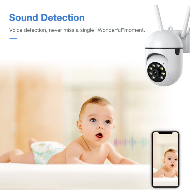 Home Security Camera WiFi 2.4G / 5G Motion Activated Color Night Vision PTZ Wide Angle Surveillance Multi-User P2P Remote Access CCTV Card or Cloud Storage Wired Indoor