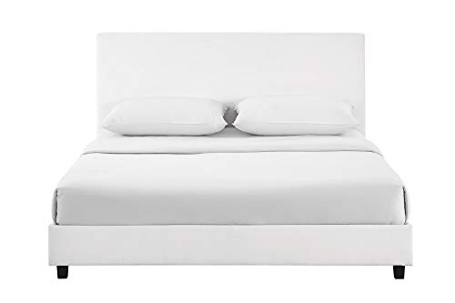 DHP Carley Upholstered Bed, White Faux Leather, Queen