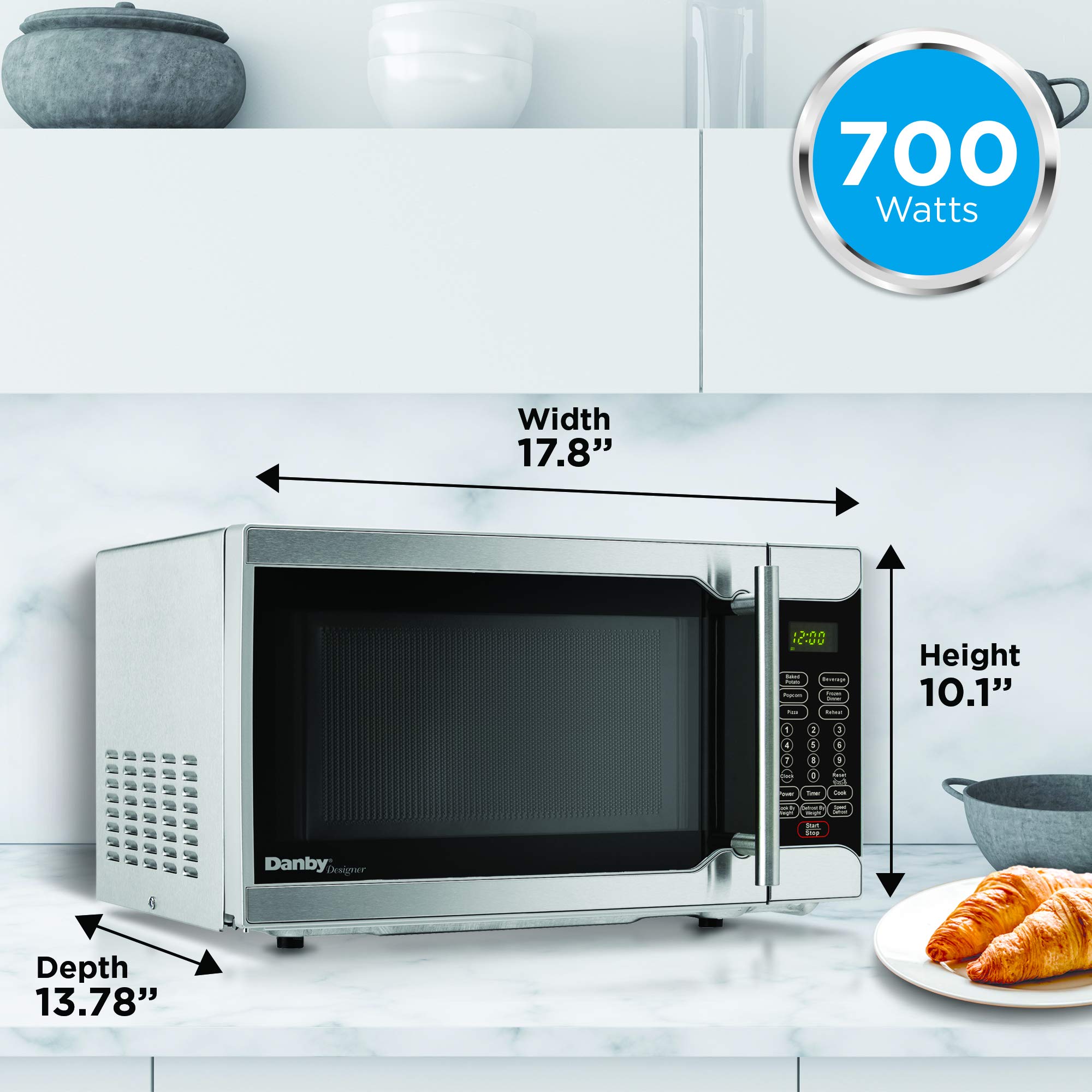 Danby DMW07A2SSDD 0.7 cu. ft. Microwave Oven, Stainless Steel, 7 cu.ft