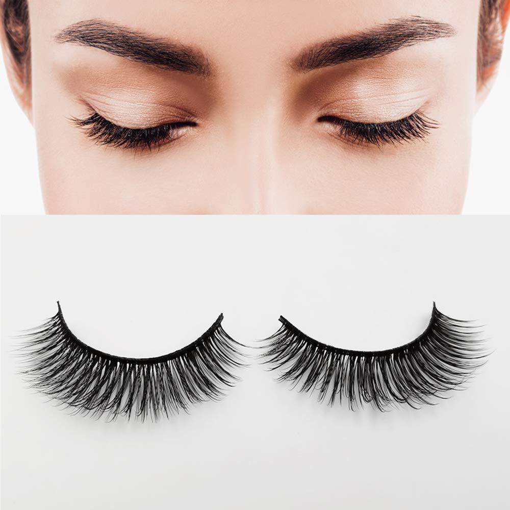 DAODER Short Mink Lashes Natural False Eyelashes Medium Length Lightweight Reusable Thin Fake Eyelashes for Daily Wear 4 Pairs