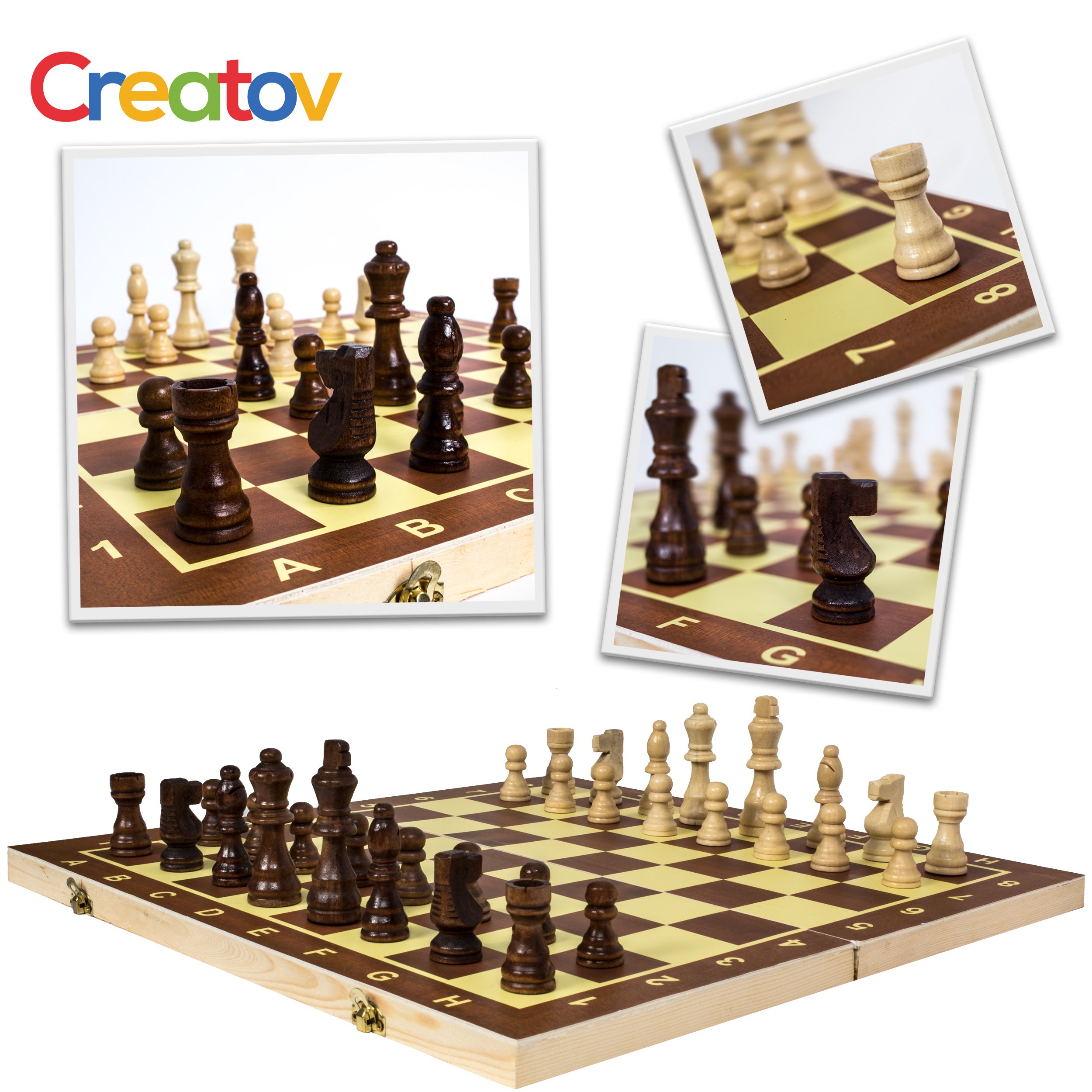 Creatov Chess Set - Chess Board Set for Adults Kids Chess Set Board Game Set Wood Chess Set with Chess pieces Travel Chess Set