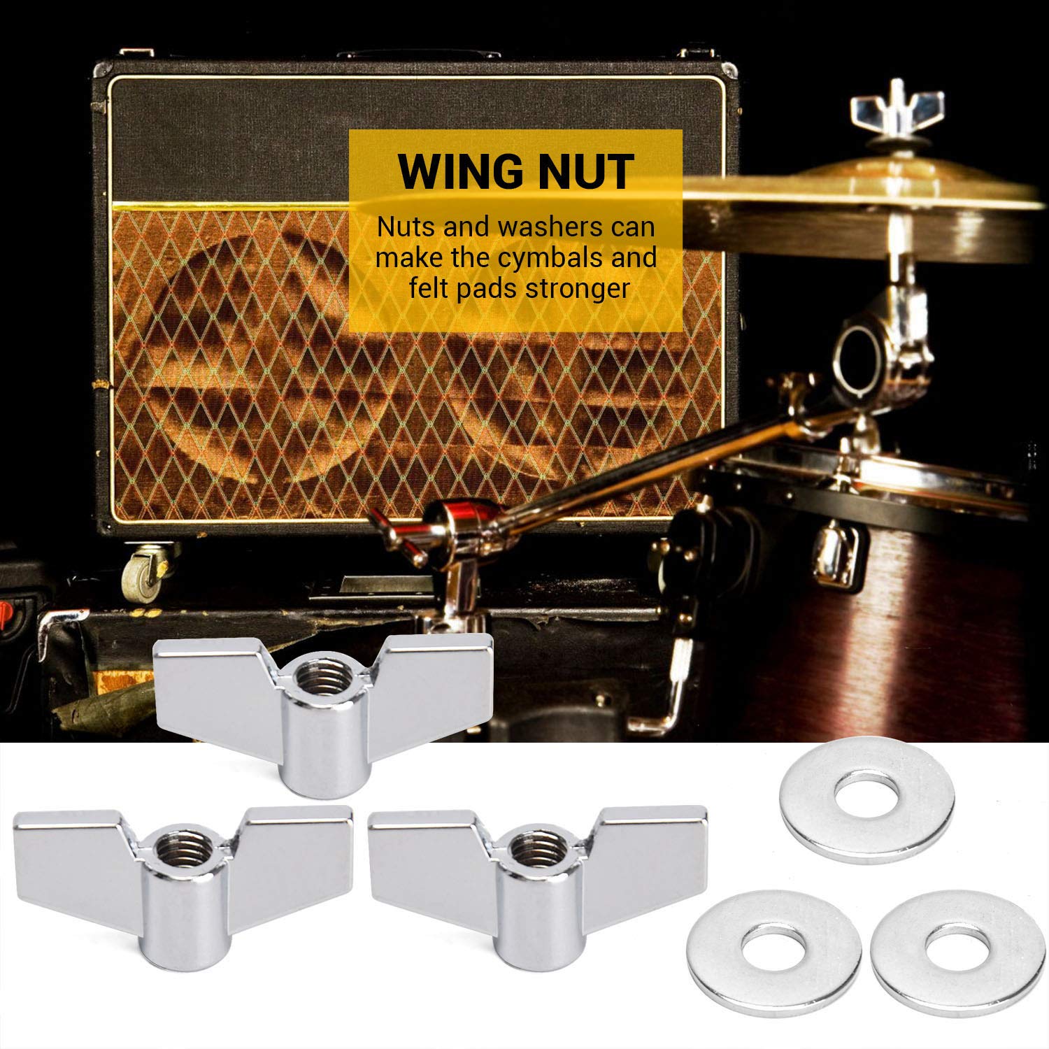 Facmogu 23PCS Cymbal Replacement Accessories, Cymbal Stand Felts, Drum Cymbal Felt Pads Include Wing Nuts, Washers, Cymbal Sleeves & Drum Key - Gray