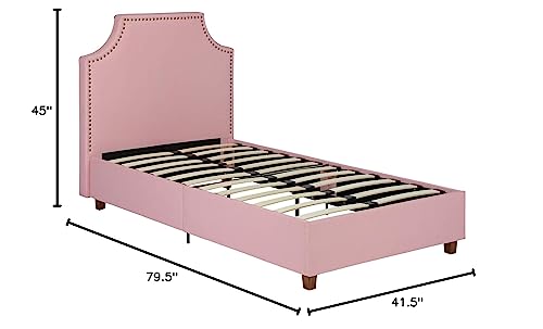 DHP Melita Linen Upholstered Platform Bed Frame,Pink, Twin