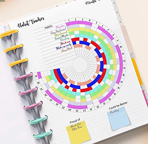 Habit Tracker Inserts for 9-Disc Planners (7 x 9.25 inches), Resolution Tracker, Habit Log, Monthly Habit Planner Refill, 12 Months Supply