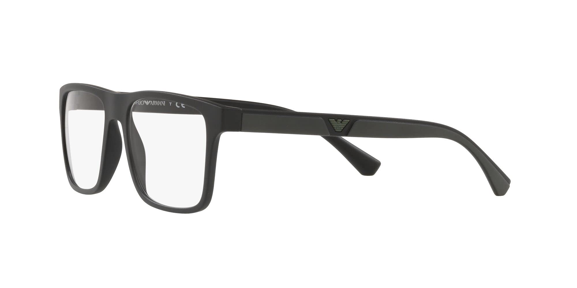 Emporio Armani Men's EA4115 Prescription Eyewear Frames with Two Interchangeable Sun Clip-Ons Rectangular, Matte Black/Clear/Black/Gradient Brown, 54 mm