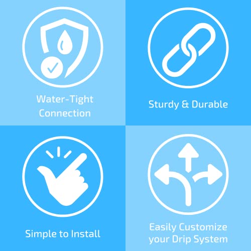 Habitech Irrigation Fittings Kit for 1/2" Tubing - 20 Piece Set - 6 Tees, 6 Couplings, 2 Elbows, 6 End Cap Plugs - Barbed Connectors for Rain Bird and Compatible Drip or Sprinkler Systems