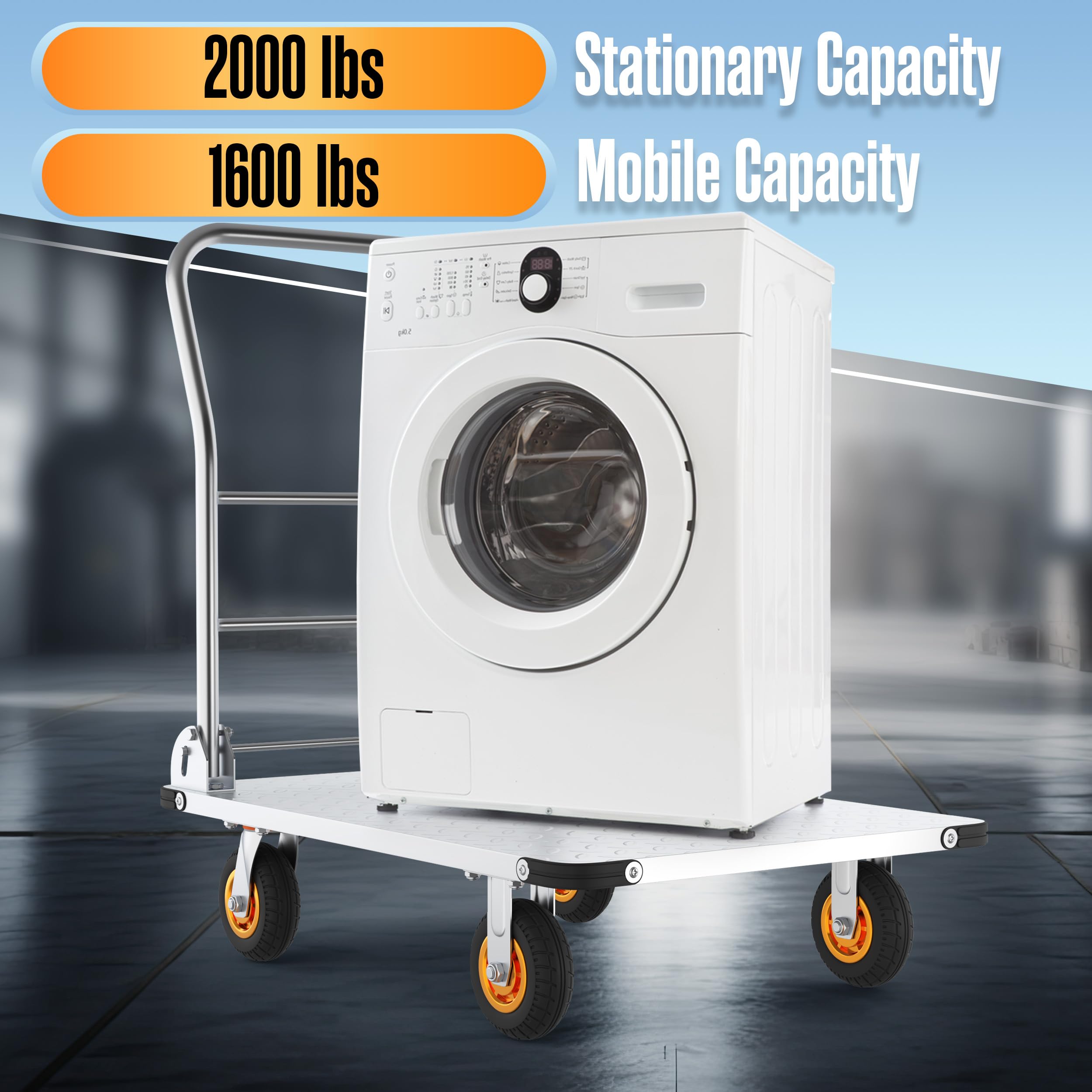 Houseables Platform Truck Cart, Flatbed Cart, Platform Cart, 2000 LB Capacity, Flat Cart, Flat Bed Cart, Foldable Push Cart Dolly, Flat Cart With Wheels and Handle, Platform Dolly, Heavy Duty, 36βx24β