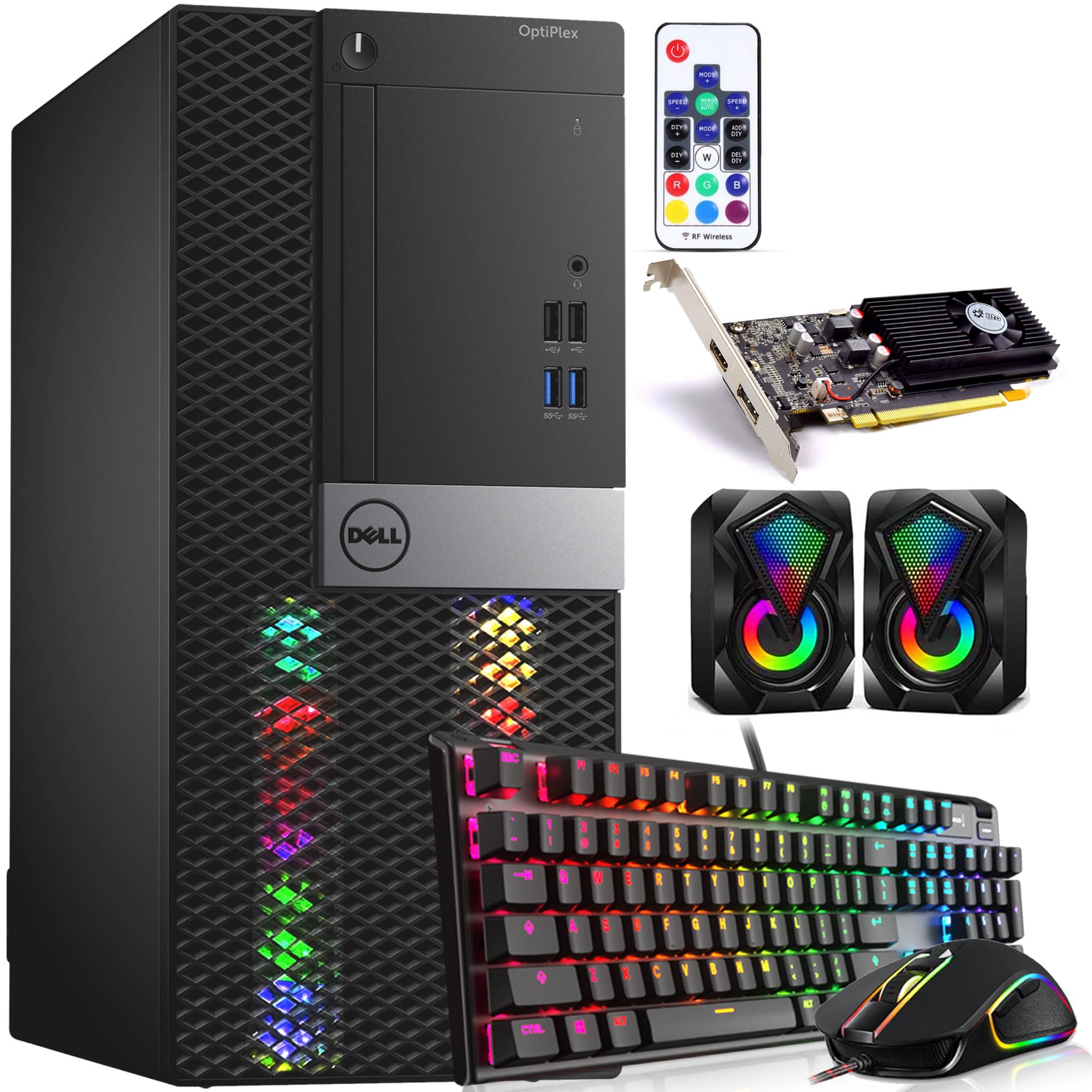 Dell RGB Gaming Tower Computer PC, Intel Core i5 7th Gen, 32GB DDR4 Ram, 1TB Solid State Drive, NVIDIA GTX 1050 Ti 4GB GDDR5, Built-in WiFi, HDMI, RGB Set, Windows 10 Pro (Renewed)