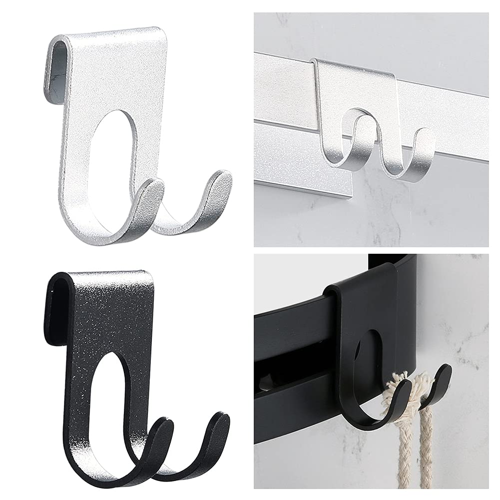 EMVANV 4pcs Adhesive Plug Hook, Stainless Steel Heavy Duty Razor Holder for Shower, Kitchen Organizer for Shaver Plug Robe Towel Loofah Coat, Shower Razor Holder Storage Hooks(Silver)