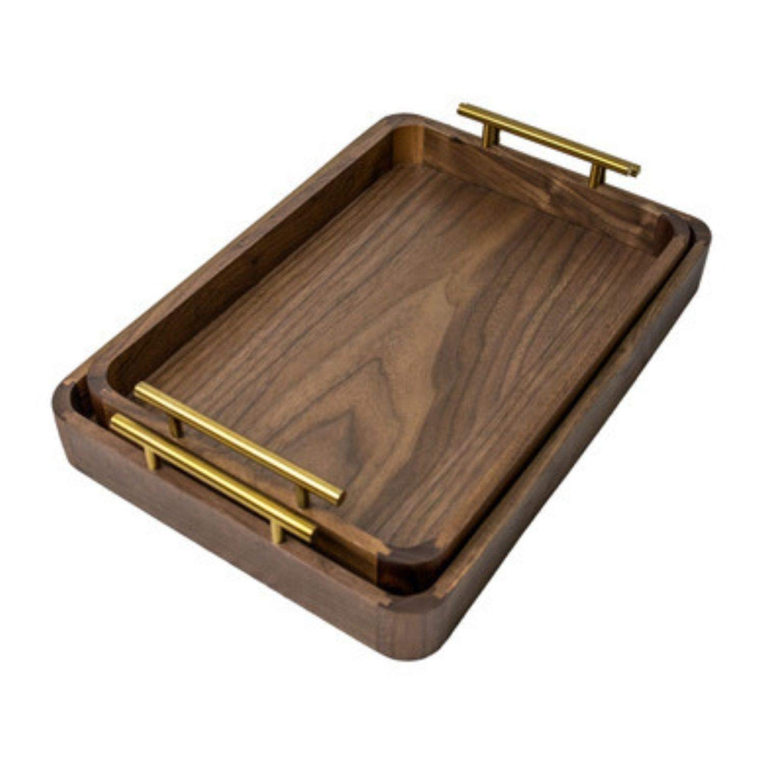 Generic Round Black Walnut Wood Serving Tray, Medium+Large