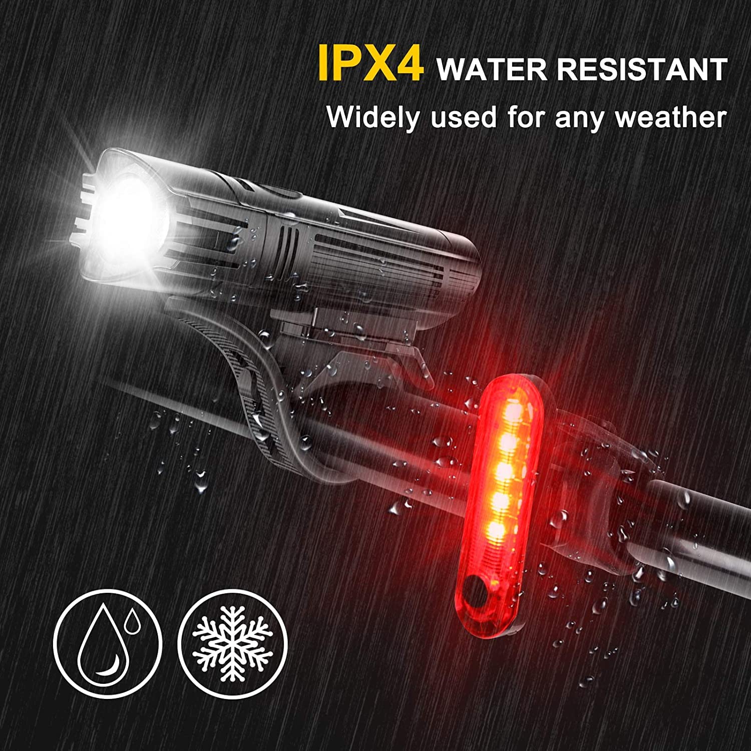 FAGEFACAI Super Bright Bike Light Set, Powerful LED USB Rechargeable Front Headlight and Back Taillight, 2000mah Lithium Battery, Waterproof, 4 Lighting Modes Mountain Road Bicycle Lights