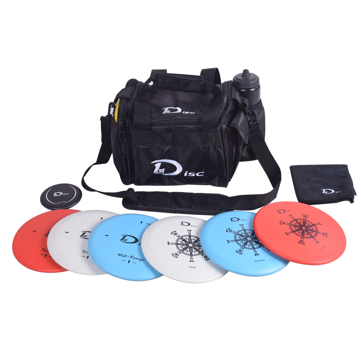 Disc Golf Starter Set-2 PCS Putter, 2 PCS Mid-Range, 2 PCS Driver, 1 Mini disc,1 Towel with Bag