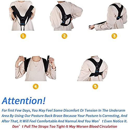 Comezy Posture Corrector for Women & Men, Breathable Back Brace Posture, Adjustable and Comfy Upper Back Support Straightener, Pain Relief for Neck, Shoulder, Spine, Back and Clavicle(Small/Medium