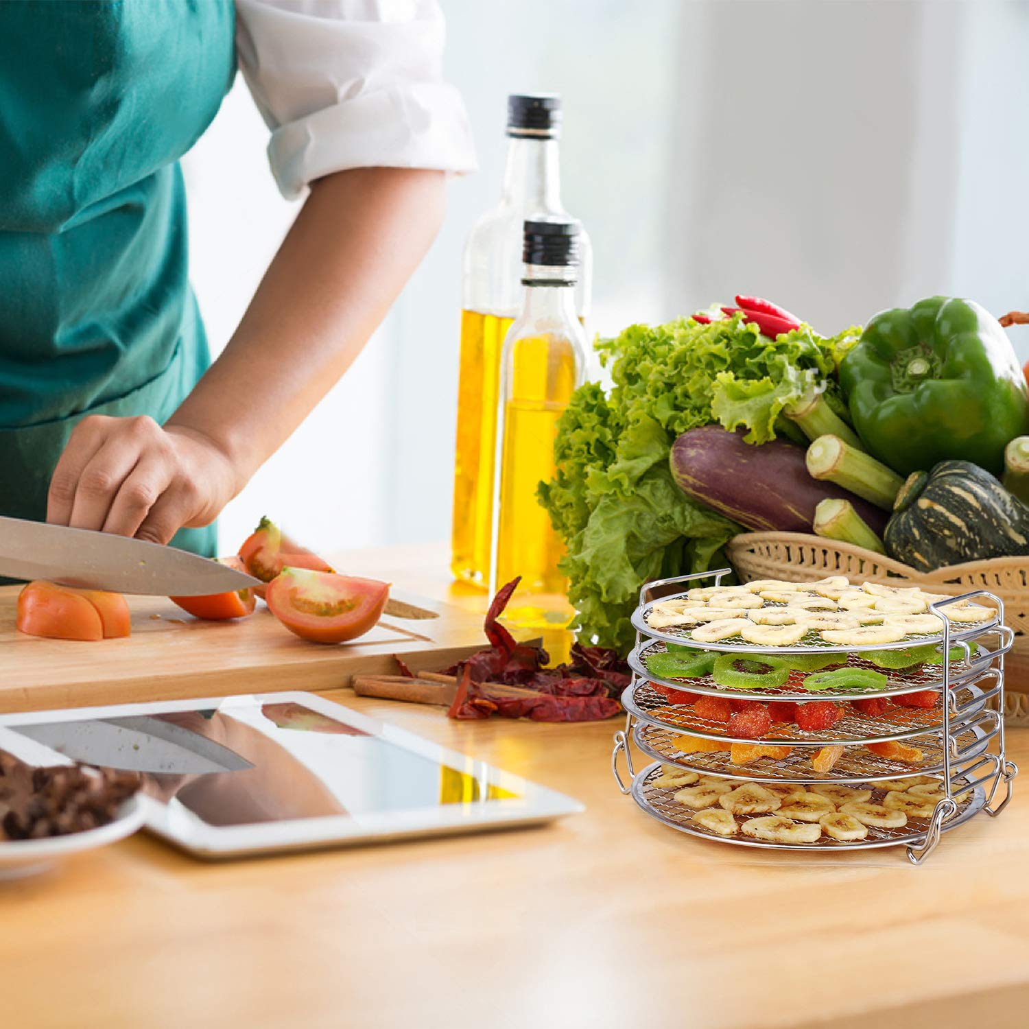 Dehydrator Rack Compatible For Ninja Foodi Accessories, Dehydrator Stand with Five Stackable Layers, Food Grade 304 Stainless Steel Compatible with Ninja Foodi 6.5 qt & 8 qt Pressure Cooker Air Fryer