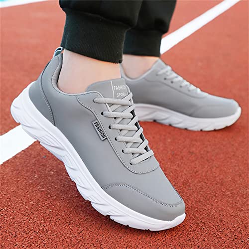 FASDNENDYS Mens Shoes Large Size Casual Leather Laace Up Solid Color Casual Fashion Sneaker Rack for Men Bedroom Size 13 Grey
